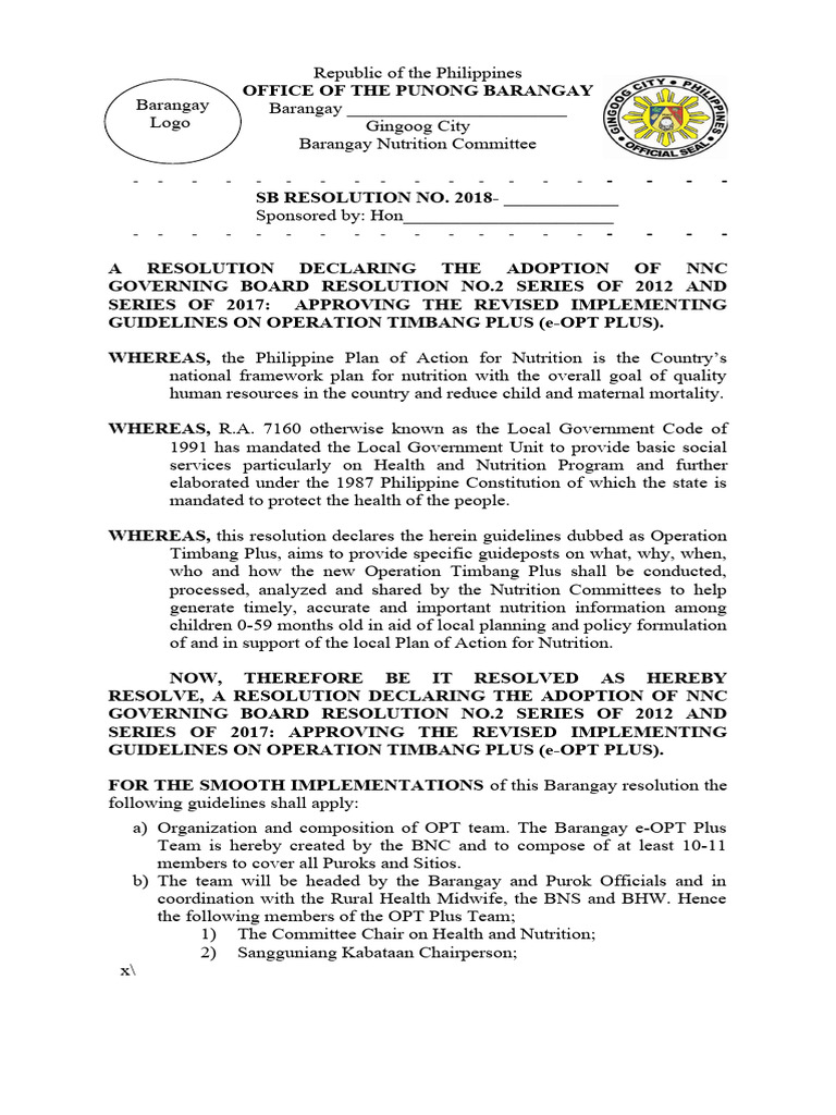 SB Resolution Adoption of eOPT 2012 | PDF | Social Science