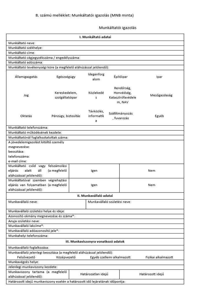 8 Munkaltatoi Igazolas Minta 20210903 | PDF