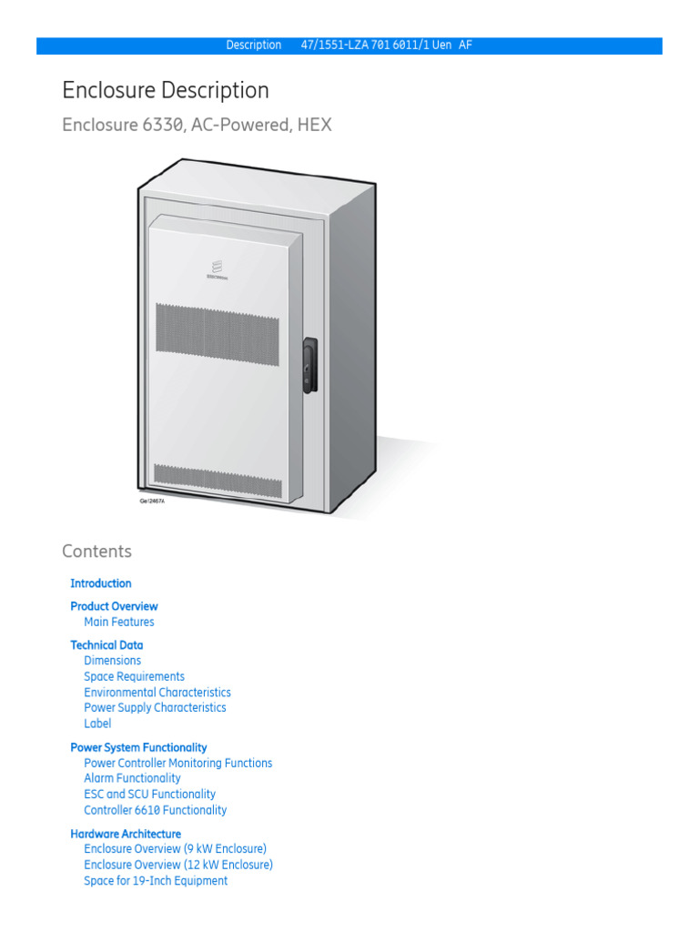 Ericsson 6330 Outdoor Enclosure Overview | PDF | Alternating Current ...