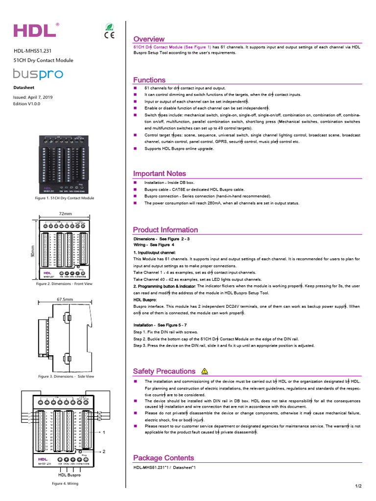 51CH Dry Contact Module | PDF | Switch | Computer Hardware