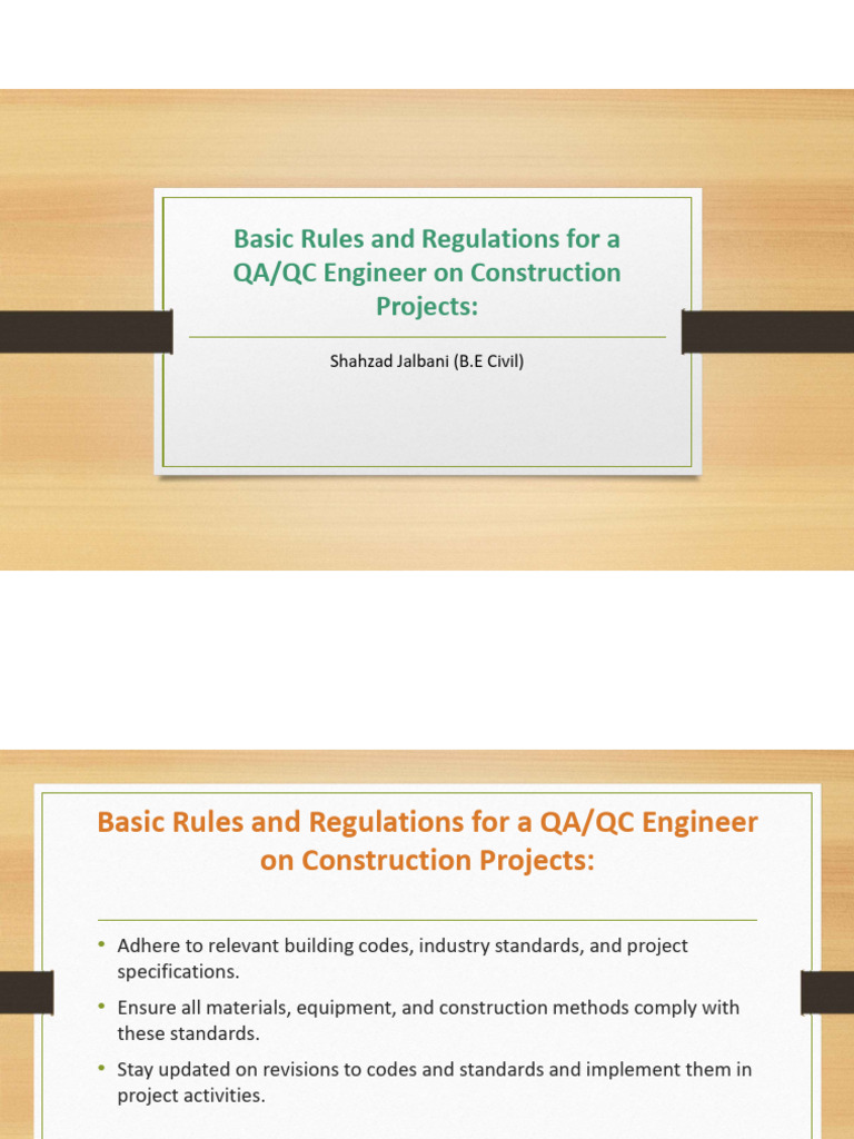 Basic Rules and Regulations For A QA - QC Engineer | PDF | Occupational ...