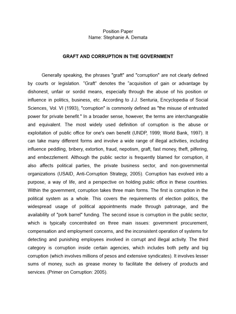 Graft and Corruption in The Government | PDF | Political Corruption ...
