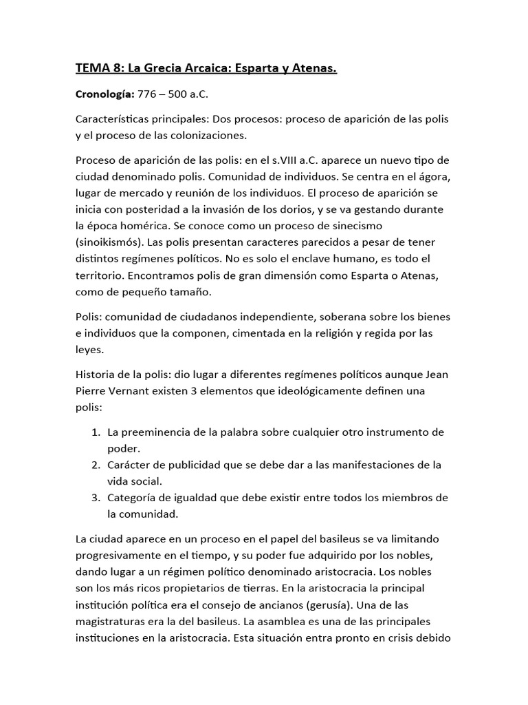 Tema 8 | PDF | Esparta | Tirano