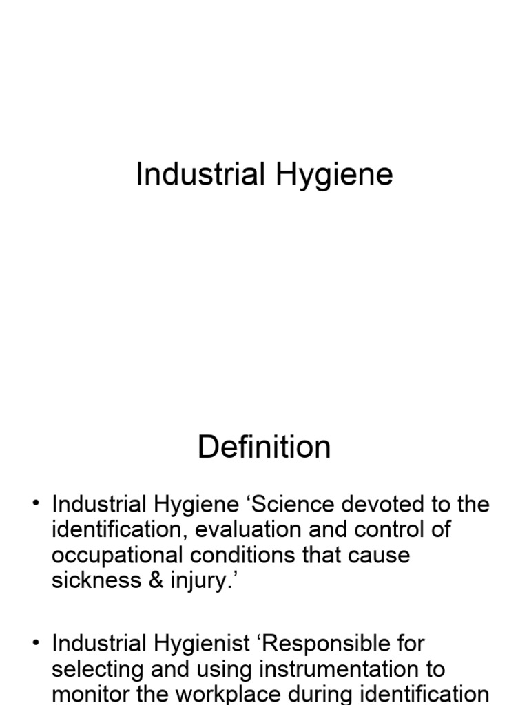Industrial Hygiene | PDF | Occupational Hygiene | Occupational Safety ...