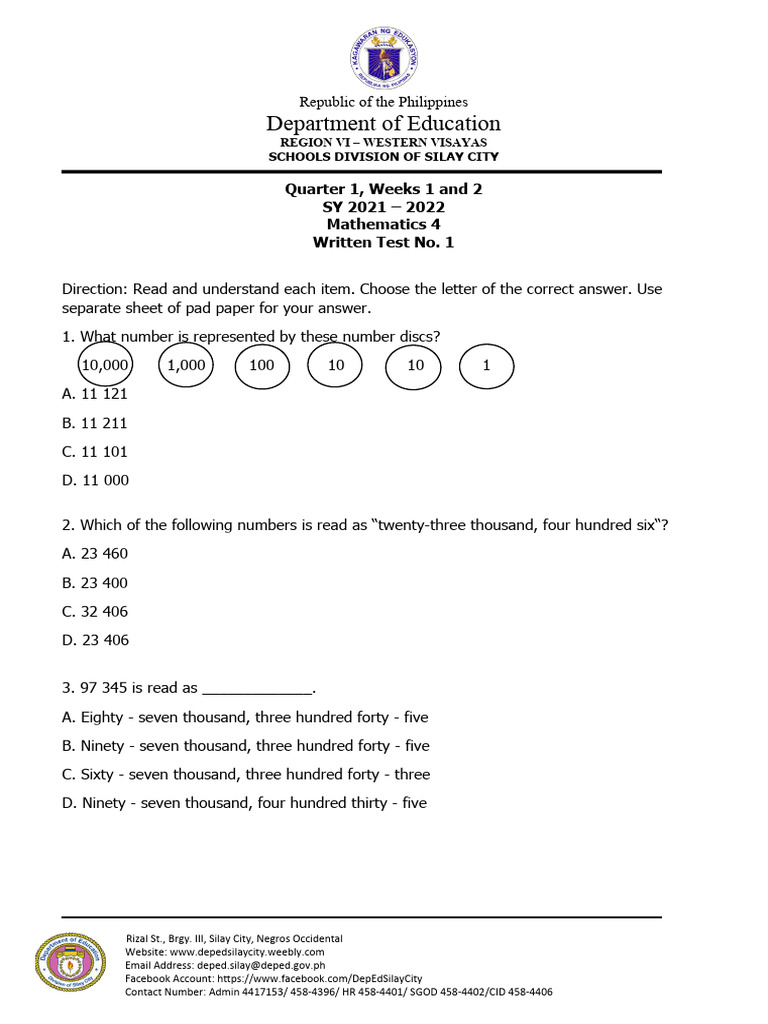 Math G4 Q1 WT 1 | PDF | Mathematics