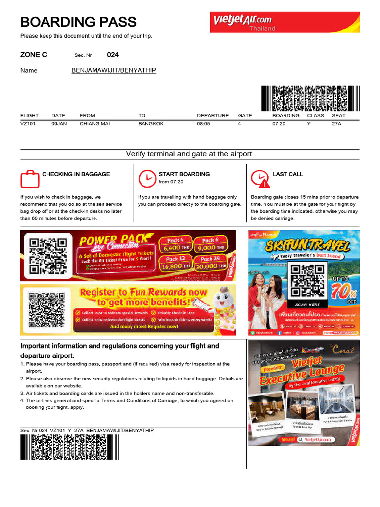 Boardingpass VZ101 | PDF