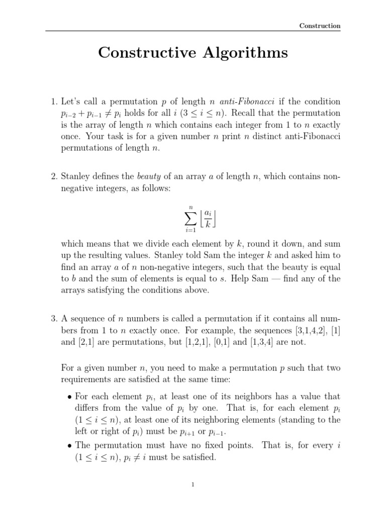 Constructive Algorithms | PDF | Permutation | Pi