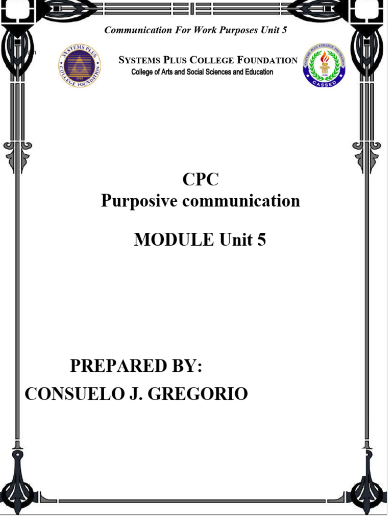 MODULE Unit 5 Purposive Communication 2 | PDF | Communication | Genre