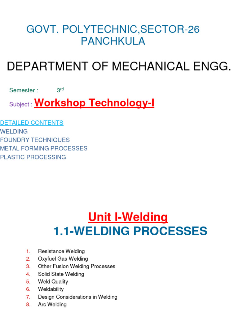 Workshop Technology I | PDF | Construction | Welding