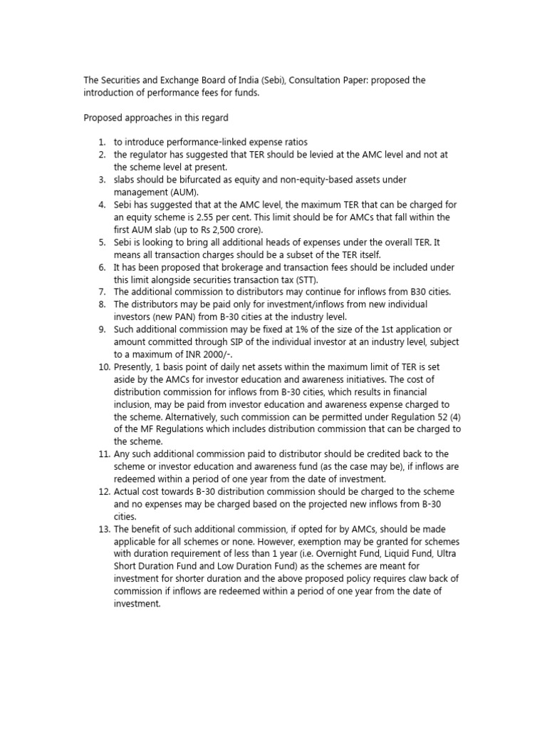 SEBI Consultation Paper | PDF | Investing | Securities (Finance)