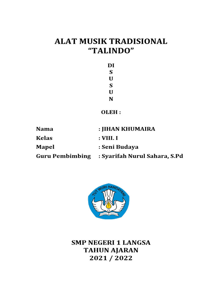 Makalah Alat Musik Tradisional Talindo | PDF