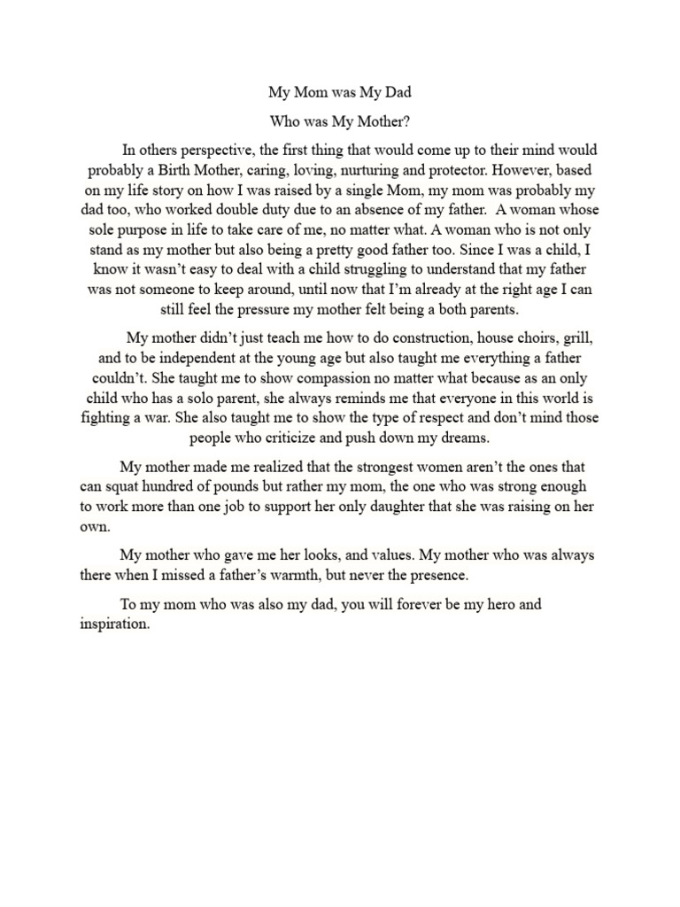 My Mom was My Dad | PDF