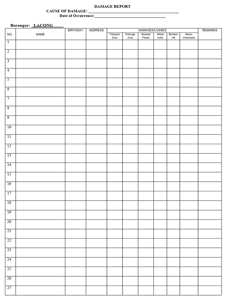 Damage Report Forms | PDF