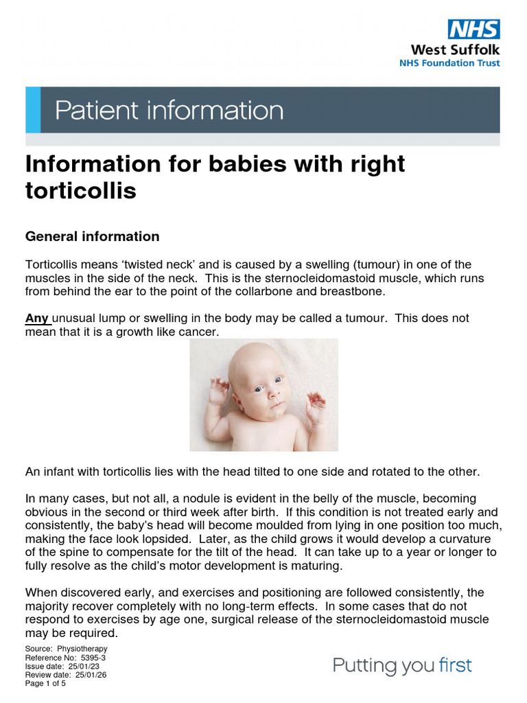 Information For Babies With Right Torticollis | PDF | Musculoskeletal ...