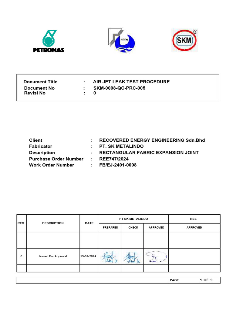 Air Jet Leak Test Procedure | Download Free PDF | Leak | Building ...