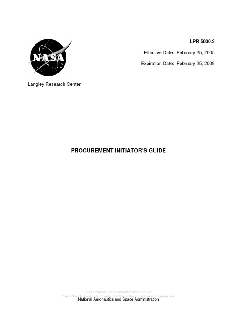 LPR 5000.2 Procurement Initiator's Guide | PDF | Procurement | Specification (Technical Standard)