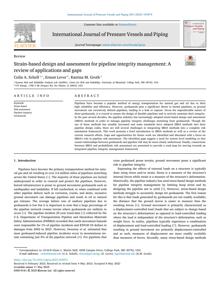 Strain-based design and assessment for pipeline integrity management ...
