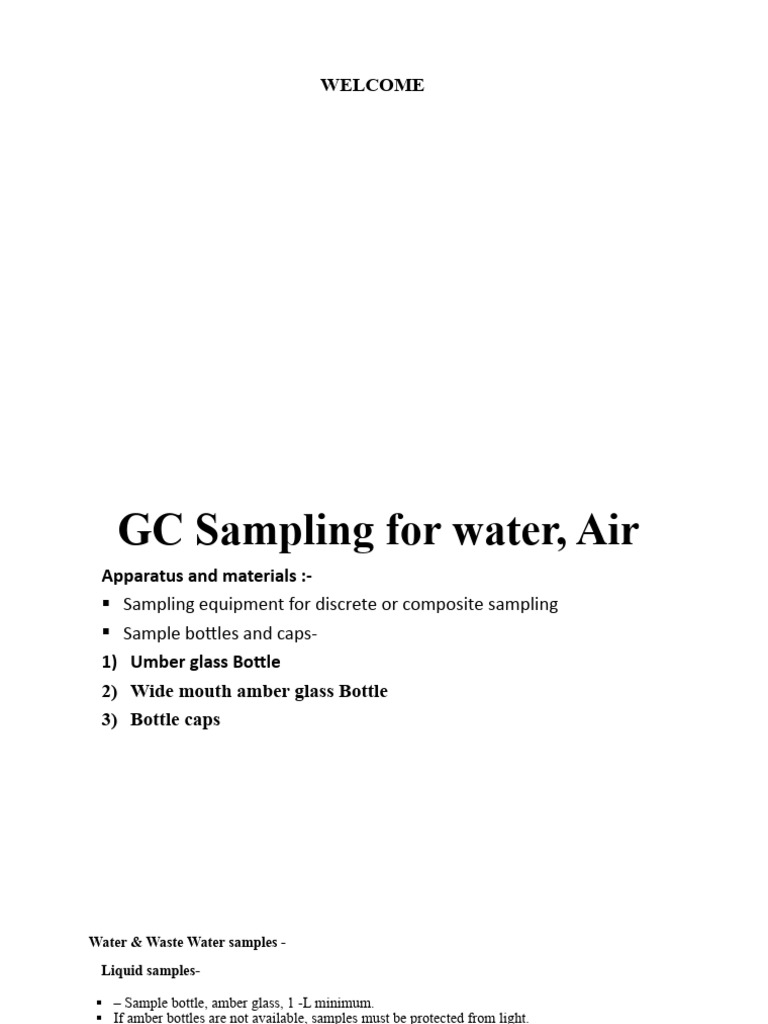 GC Sampling For Water, Sludge, Air | PDF | Chromatography | Gas ...