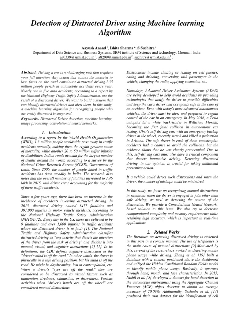 Distracted Driver Research Paper | PDF | Traffic Collision | Artificial Neural Network
