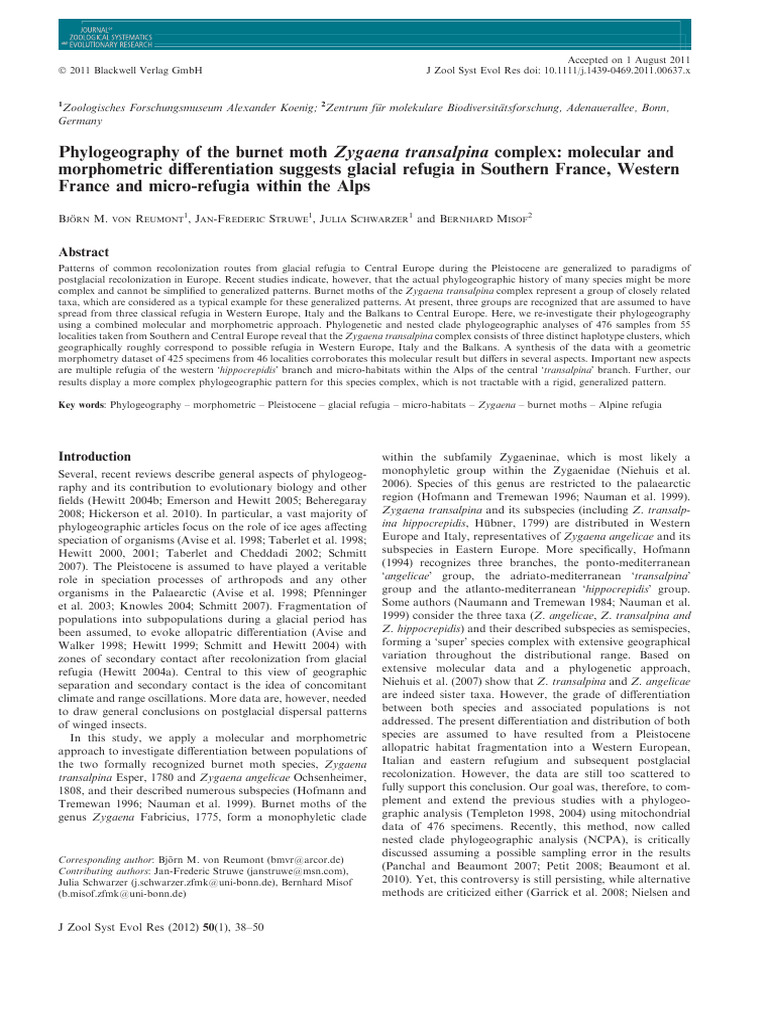 VON REUMONT Et Al 2012 | PDF | Molecular Phylogenetics | Morphometrics VON REUMONT Et Al 2012 | PDF | Molecular Phylogenetics | Morphometrics