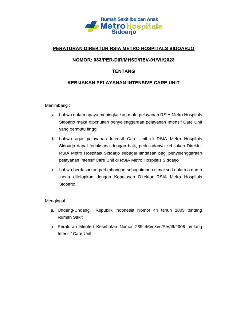 SK Kebijakan Icu | PDF