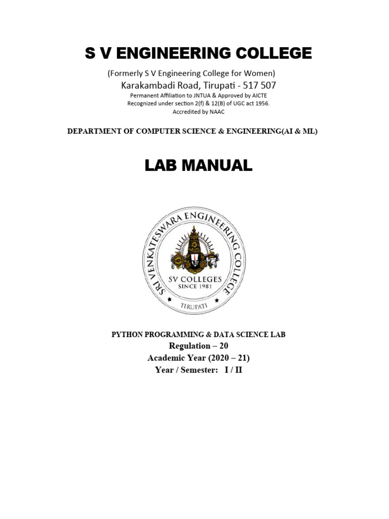 Python Programming & Data Science Lab Manual | PDF | Engineering ... Python Programming & Data Science Lab Manual | PDF | Engineering ...