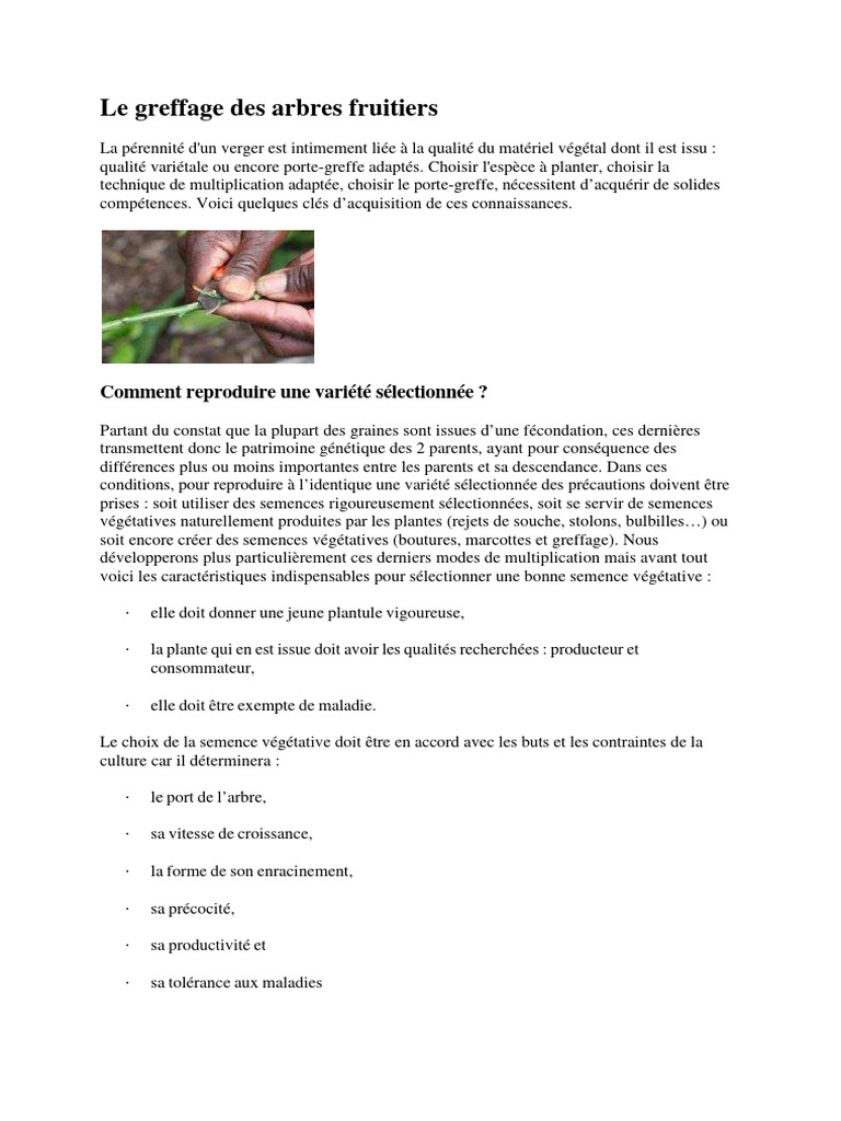 Techniques de greffage des arbres fruitiers | PDF | Greffe (botanique ...