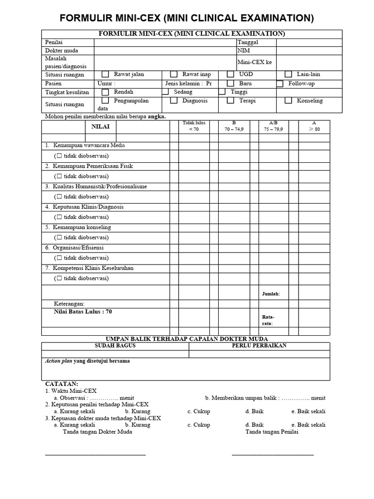 Formulir Mini Cex, Dops PDF | PDF