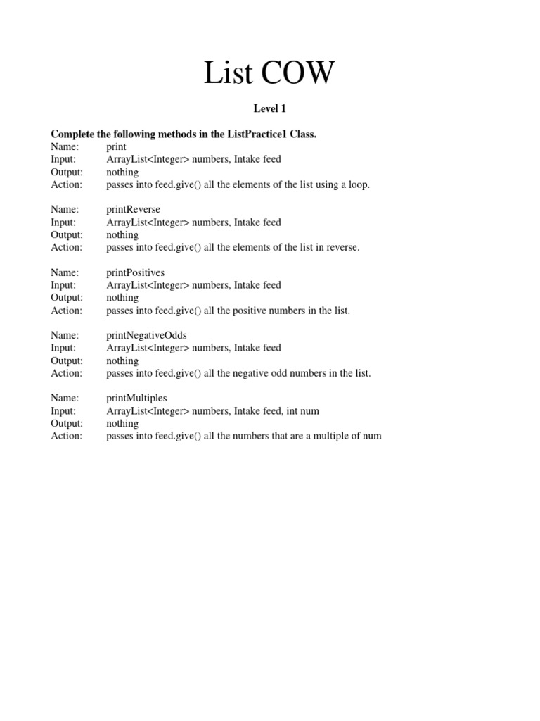 Cow Lists Pdf Integer Computer Science Boolean Data Type 5266