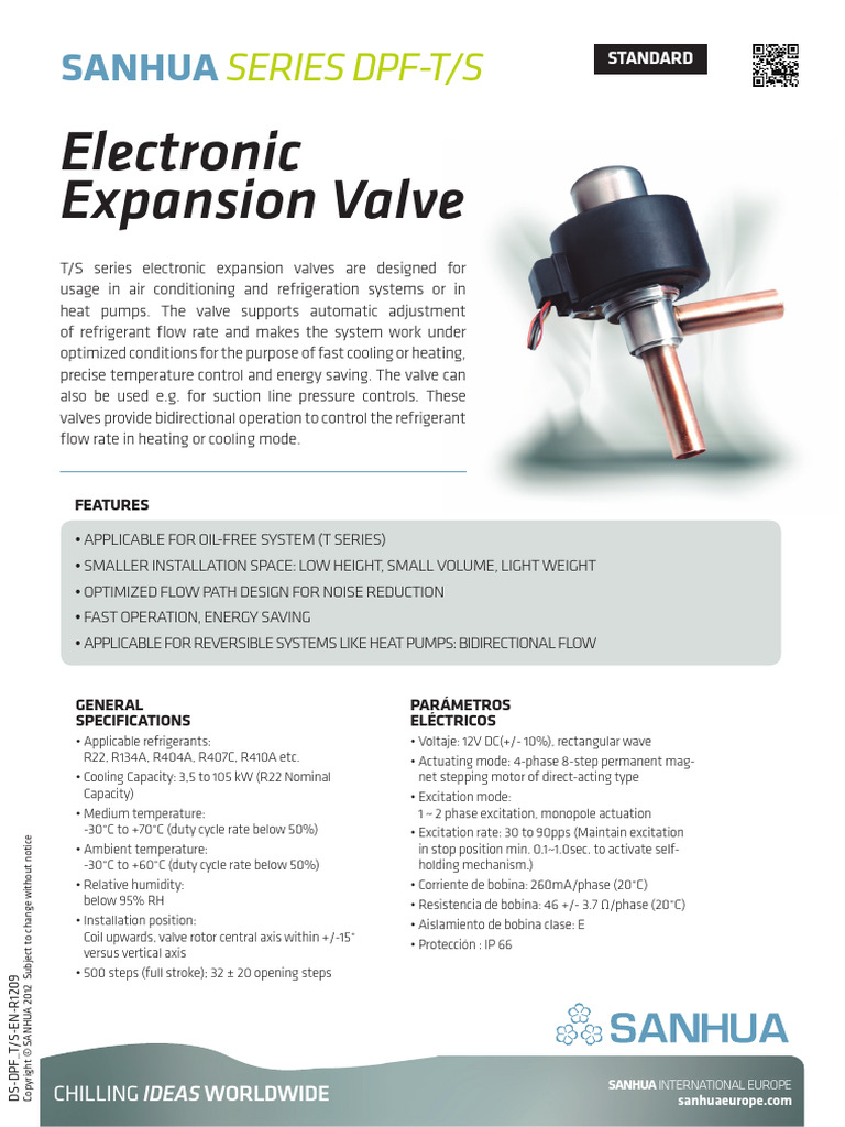 SANHUASERIES DPF-TS - Electronic Expansion Valve | PDF | Heat Pump | Air Conditioning