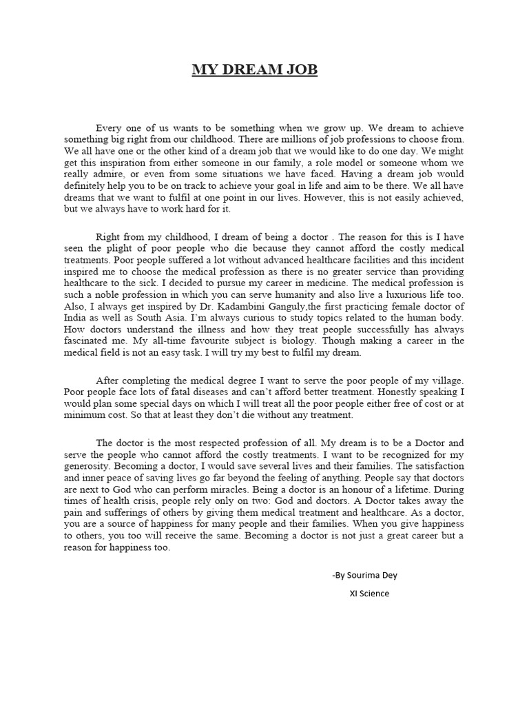 My Dream Job: Becoming a Doctor | PDF | Physician | Medicine