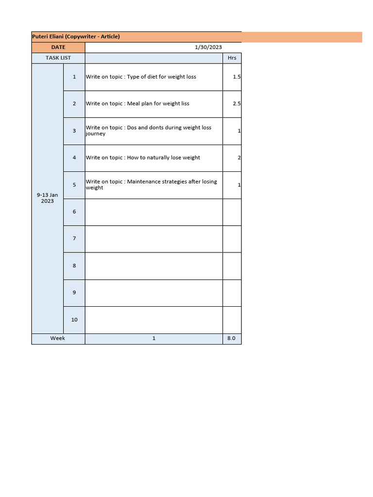 KPI Template - 2 PEF | PDF | Dieting | Health Sciences
