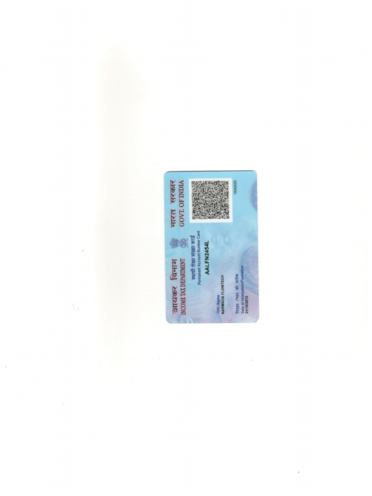 Pan Card - Narmada Flowtech | PDF