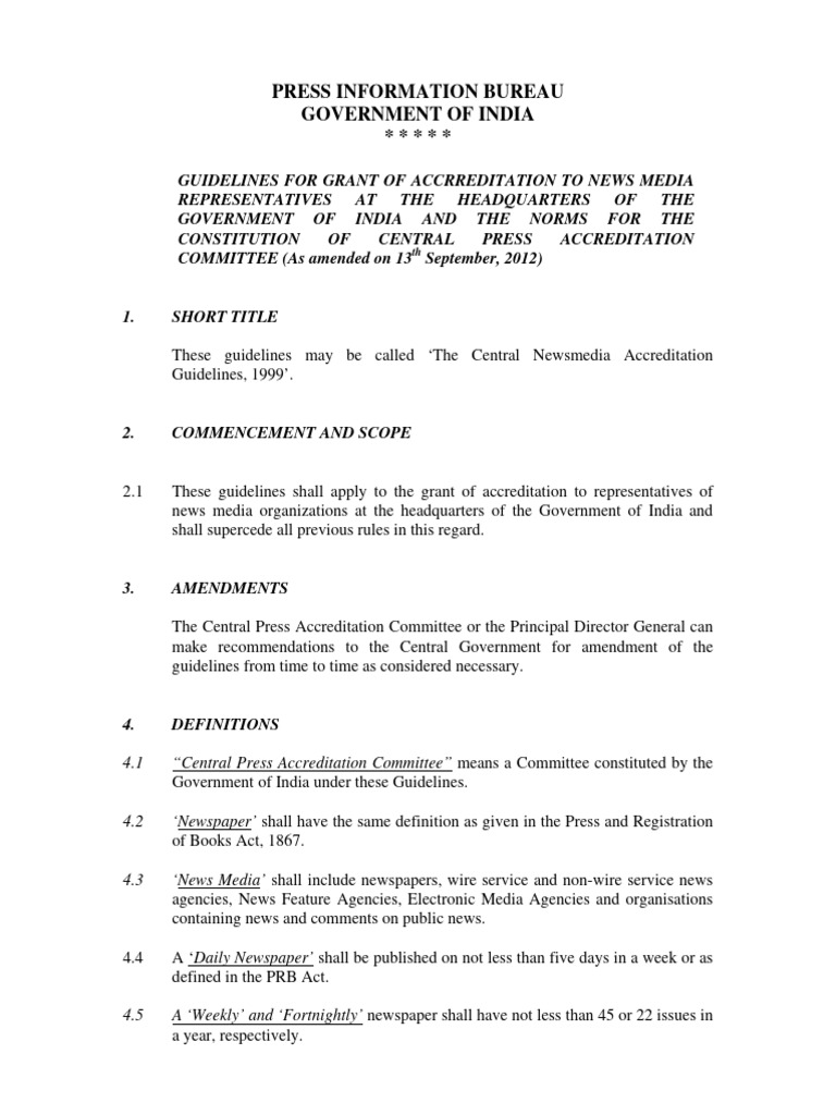 Press Accreditation Guidelines | PDF | News | Newspapers