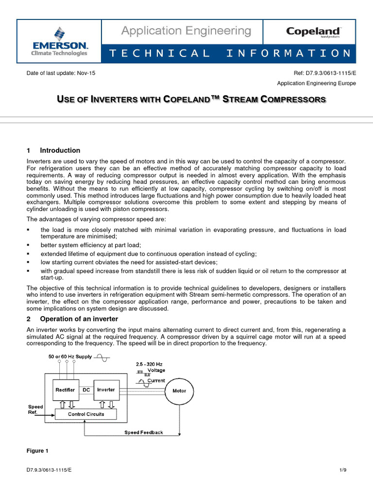 Use of Inverters Stream Compressors Technical Information en | PDF ...