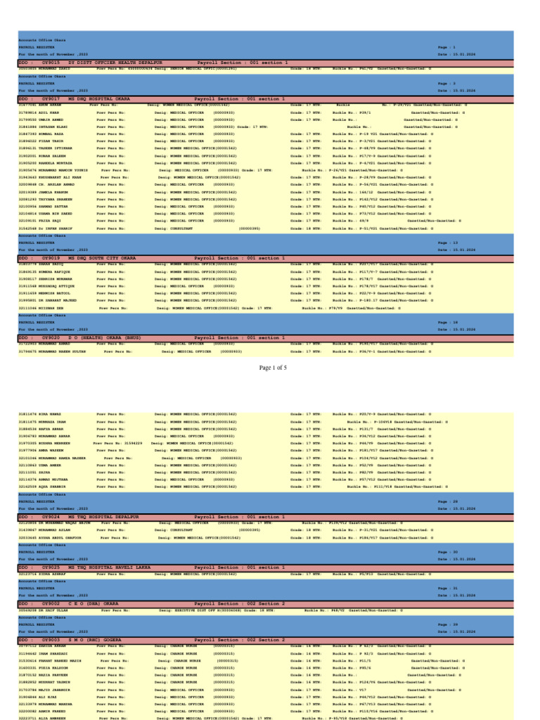 November 2023 DDO Payroll Register | PDF | Health Care
