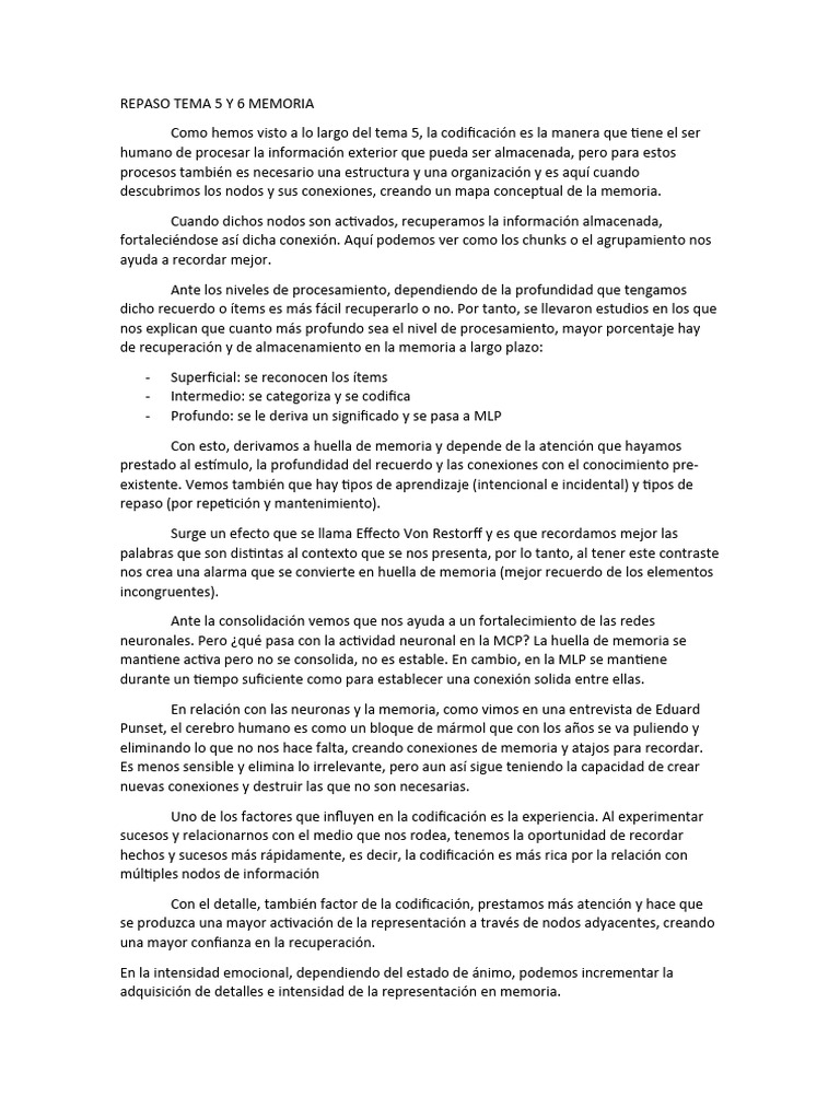 Repaso Tema 5 Y 6 Memoria Pdf Recuperar Memoria Memoria