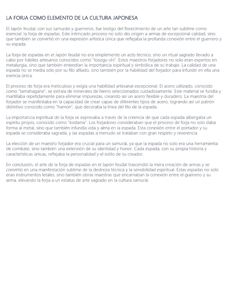 La Forja y el Espíritu Samurai | PDF | Bushido | Minería