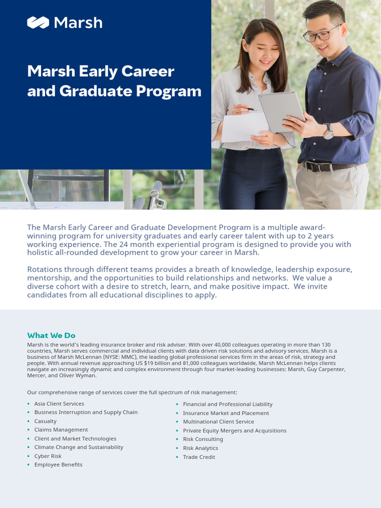Marsh Early Career and Graduate Program: What We Do | PDF | Business | Economies