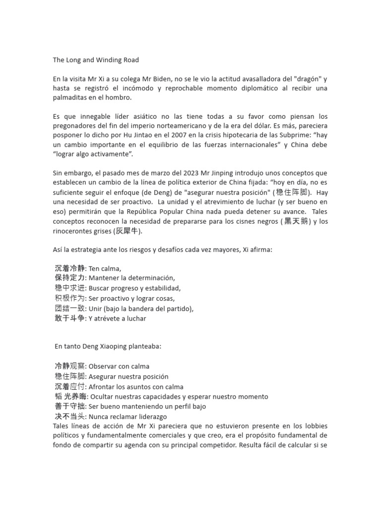 China ..The Long and Winding Road | PDF | China | Política mundial