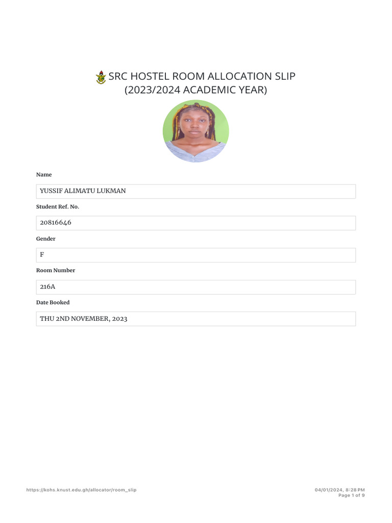 KNUST Owned Hostels Room Allocator | PDF | Disinfectant