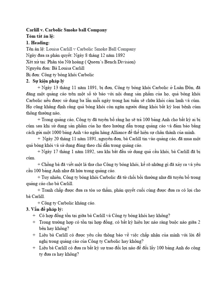 Carill V Carbolic Smoke Ball Co | PDF