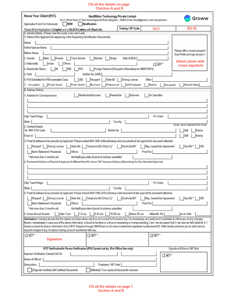 Sample - KYC Modification Form | PDF | Signature | Computing