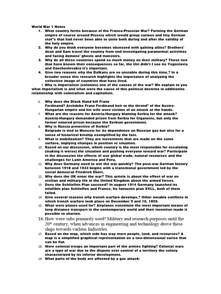 World War 1 Notes.docx | PDF | International Security | International ...