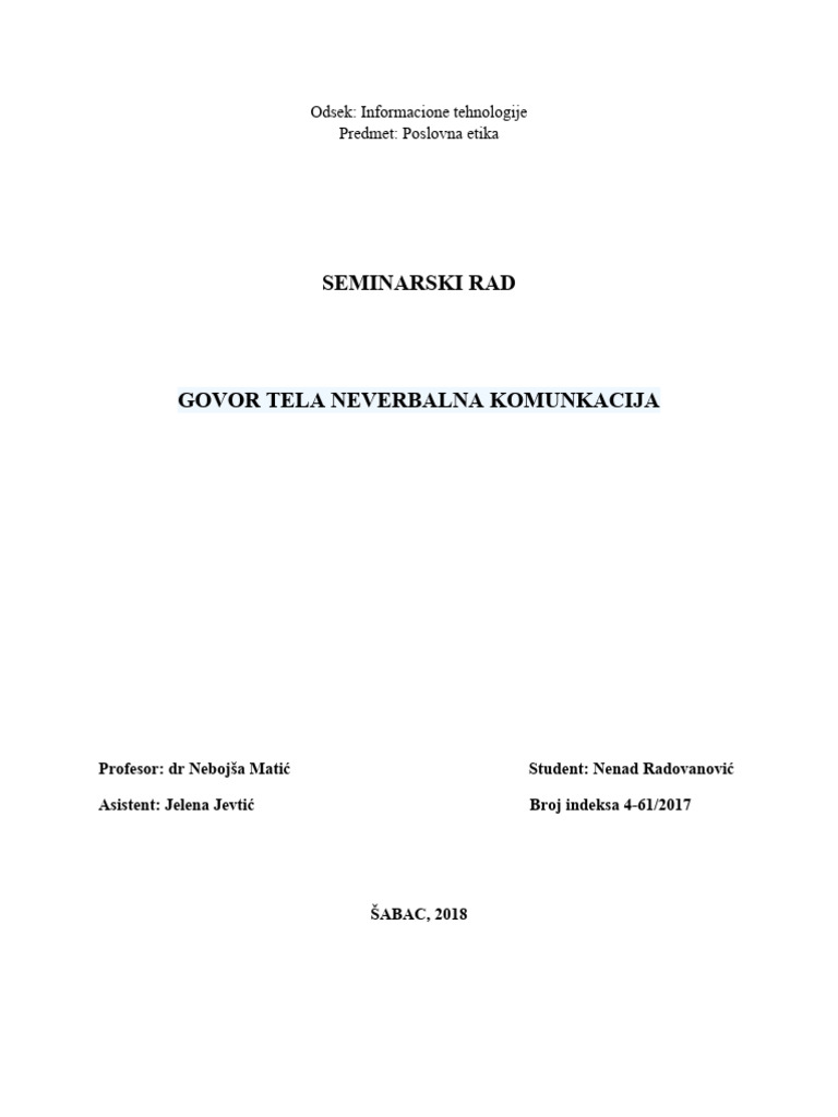 Govor Tela Neverbalna Komunikacija2 | PDF