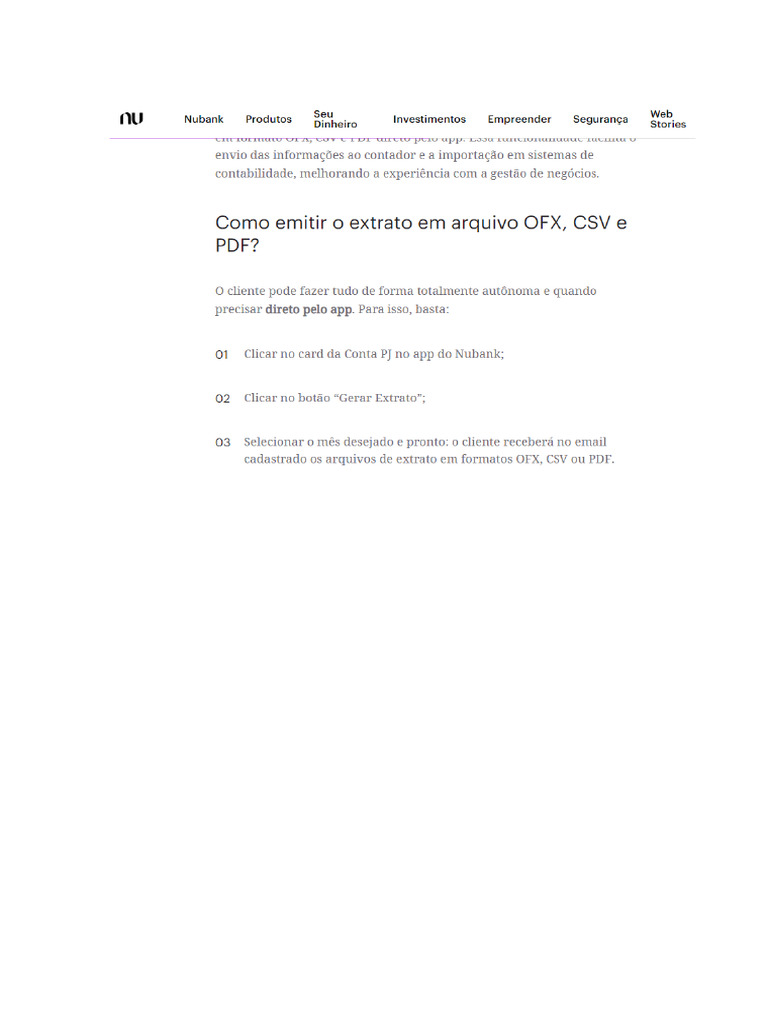 Tutorial de Extrato e Ofx Nubank | PDF