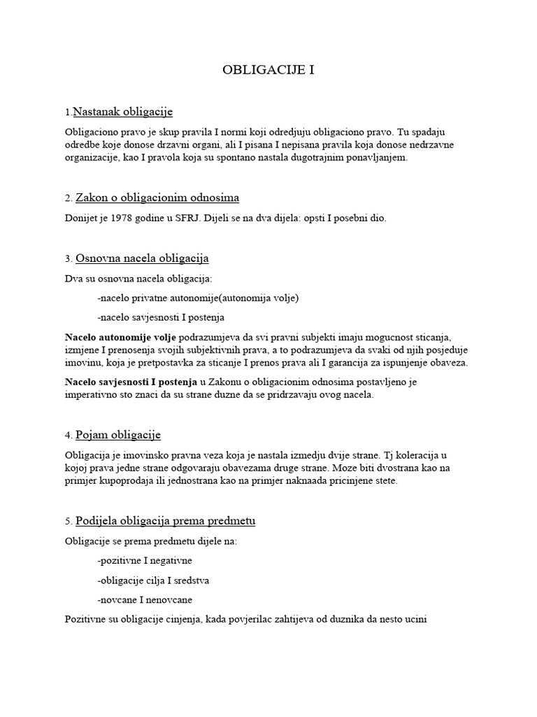 Obligacije I | PDF