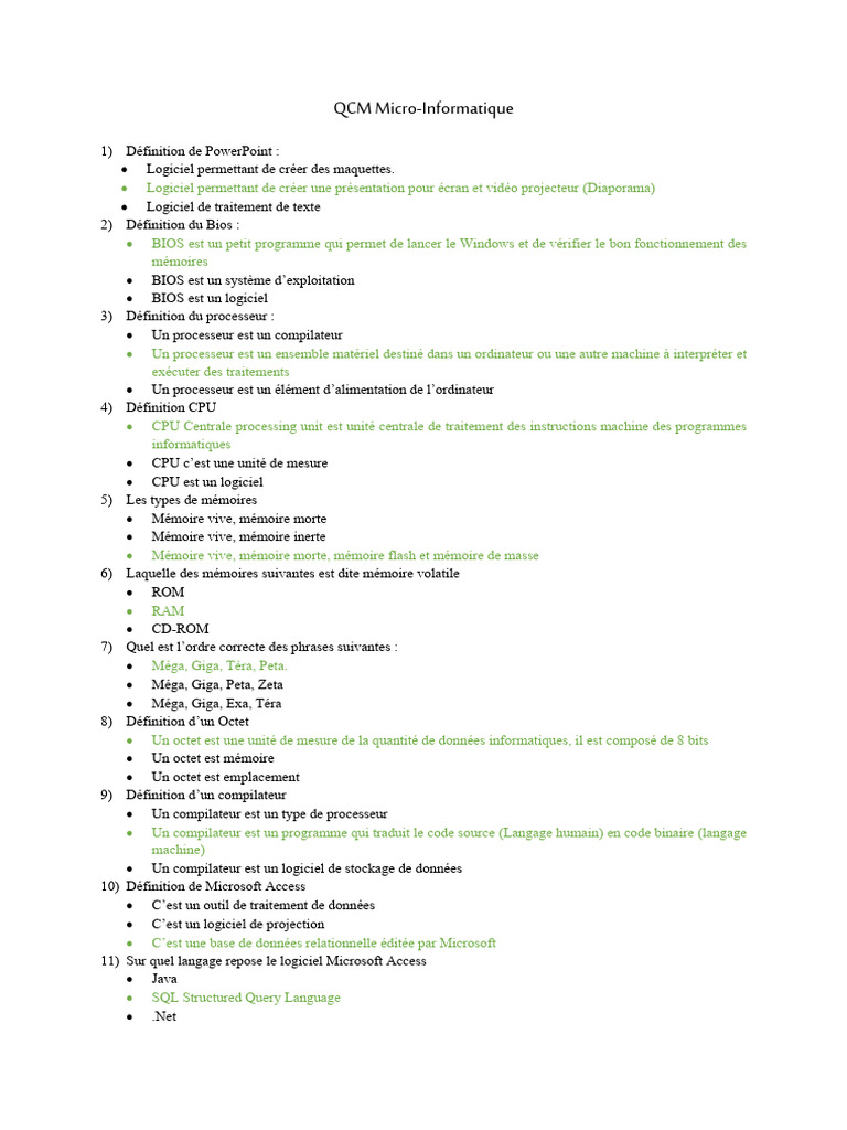 Examen QCM | PDF | Compilateur | Programmation