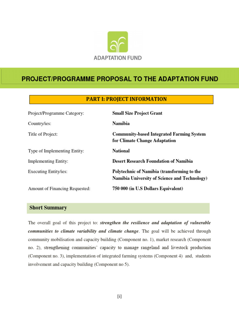 Namibia DRFN Full Proposal Polytechnic Revised | PDF | Climate Resilience | Drought