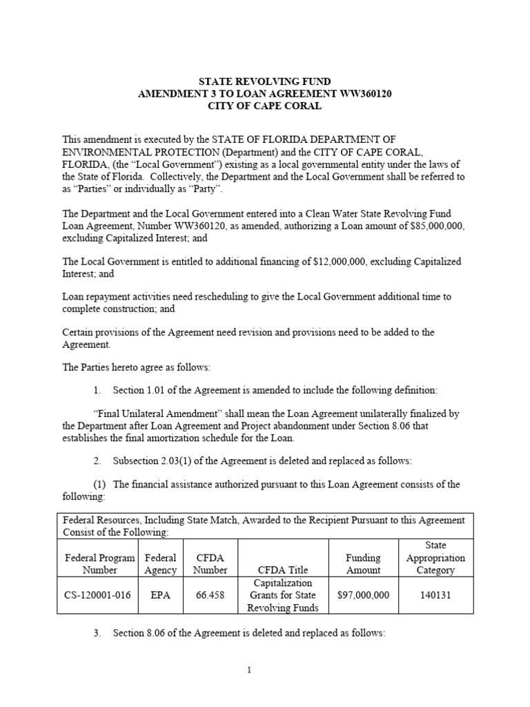 CW Loan Amendment 3 Fully Executed | PDF | Interest | Loans
